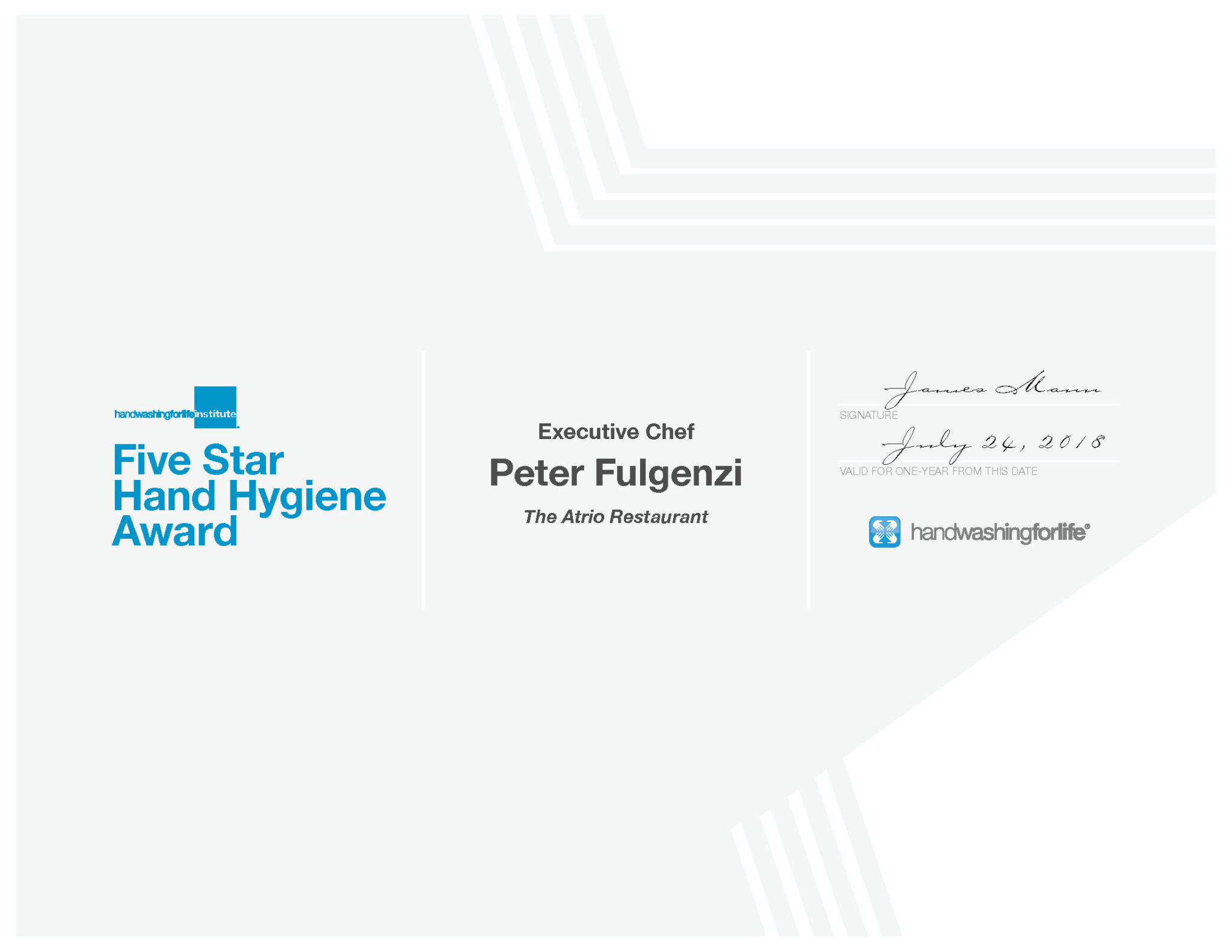 Five Star Hand Hygiene Award | HandwashingForLife®