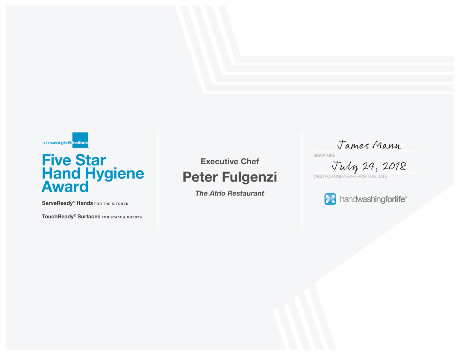 Five Star Hand Hygiene Award - HandwashingForLife®